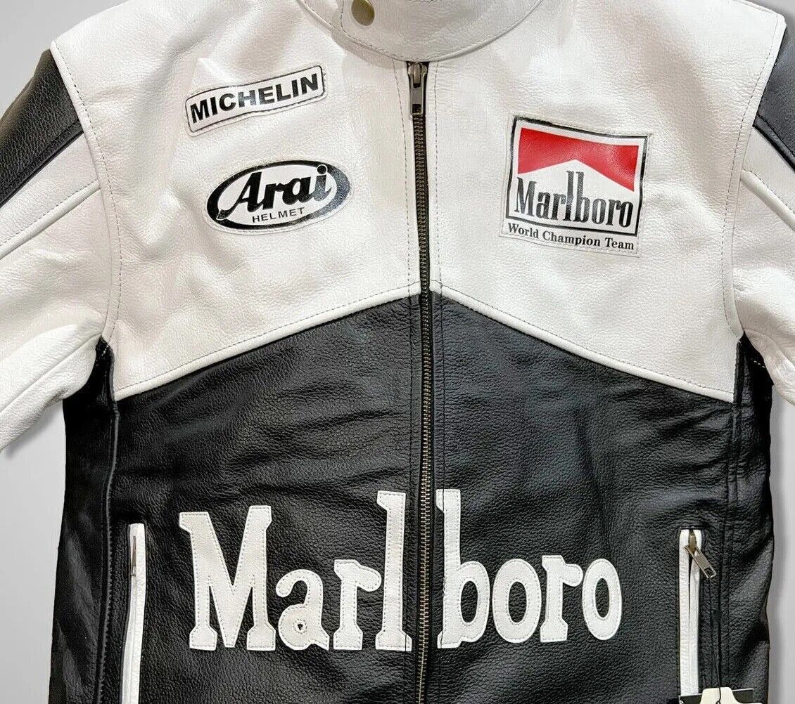Marlboro leather formula racing real leather jacket – Flex Gears